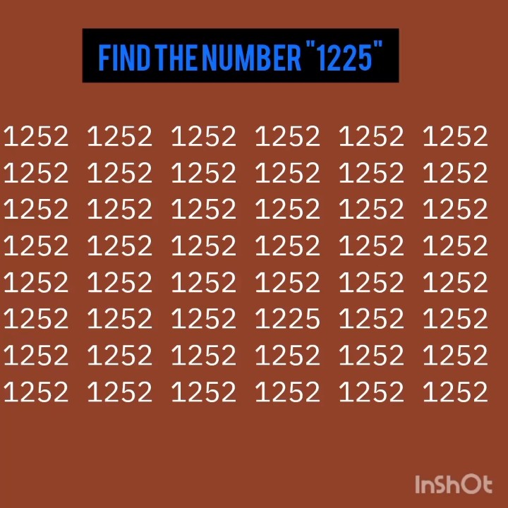 how fast can you find the number "1225" #follow - YouTube