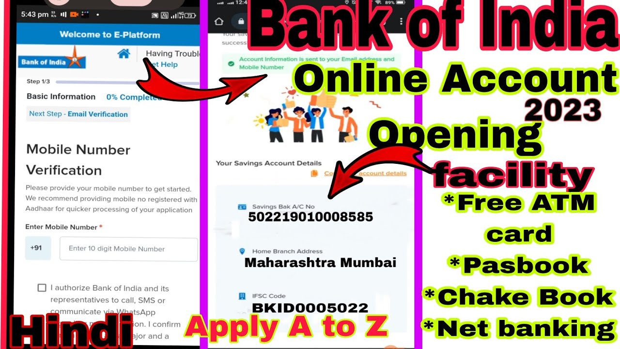 bank of india online account opening a to z |facility net banking|free ...
