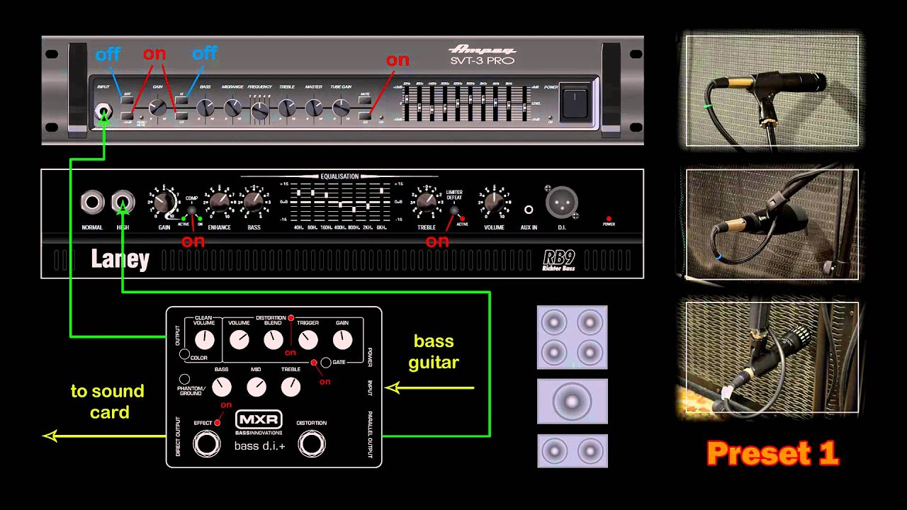 Demonstration of two bass stacks with preamp MXR M80 - YouTube