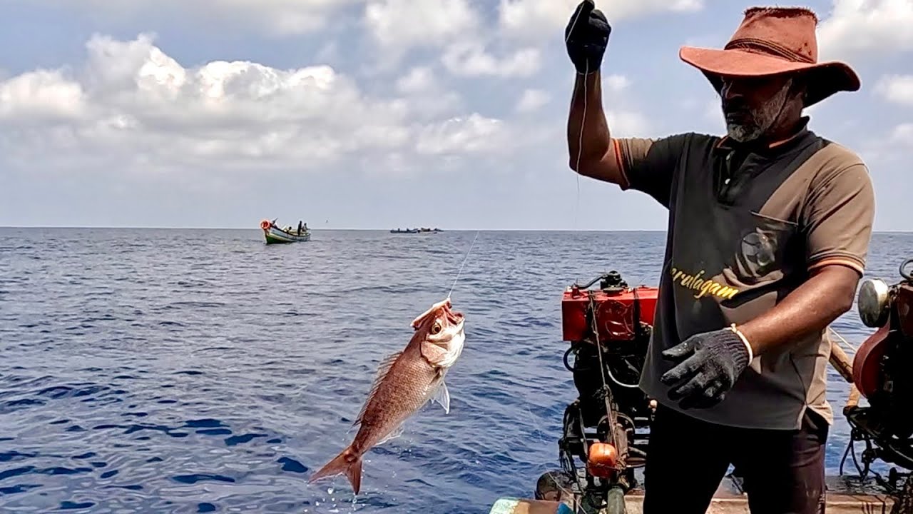 Hand Line Fishing at 250 Feet Deep for Rosy Snapper - YouTube