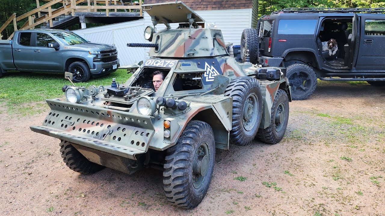 Freshly arrived British "ferret" armored scout car test drive. - YouTube