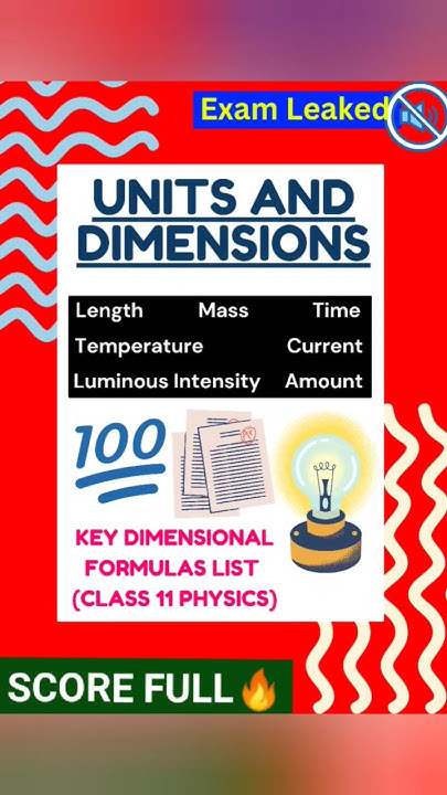 All Important Dimensional Formulas Class 11 || Dimensions List || Class 11 Units & Measurements ...