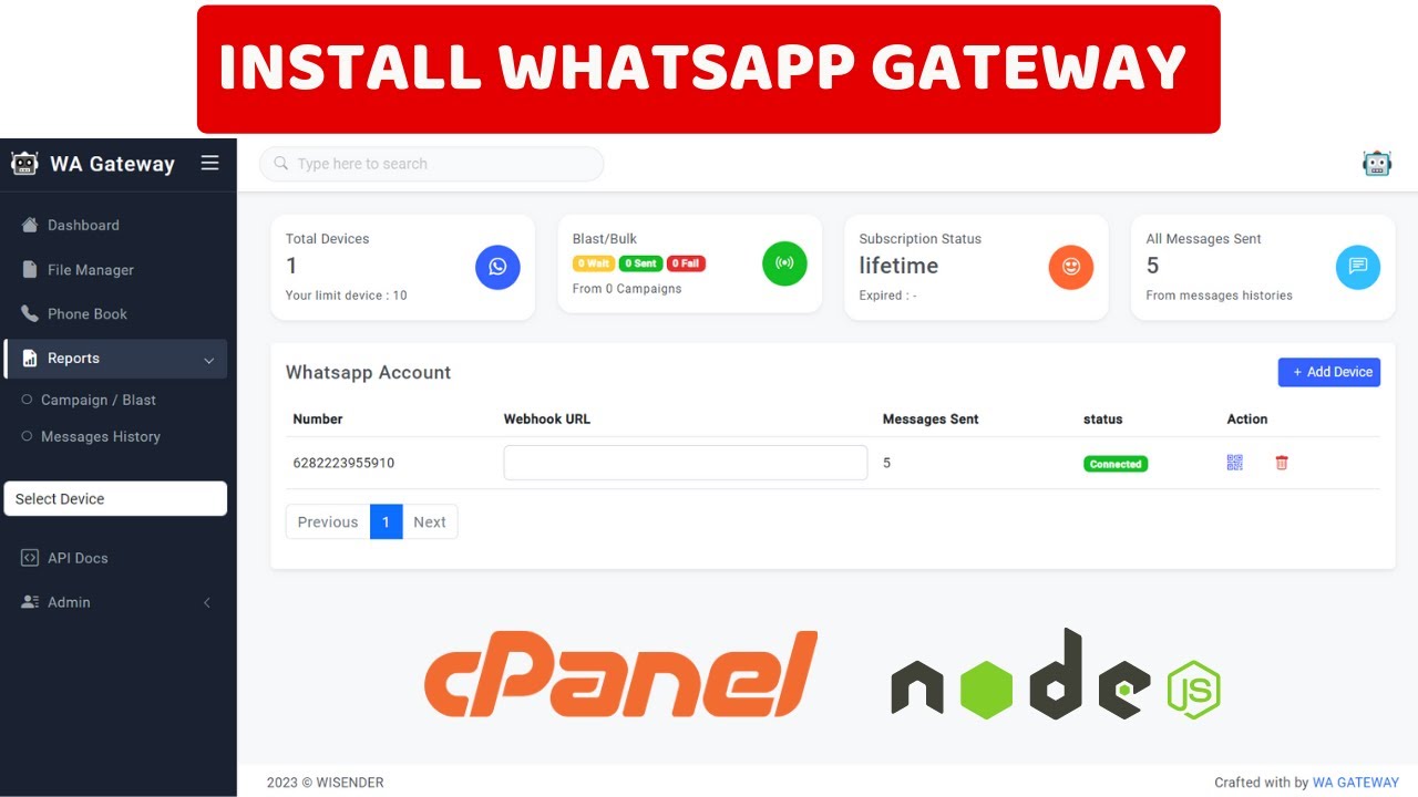 Tutorial Install Whatsapp API Gateway on Cpanel / Shared Hosting - YouTube