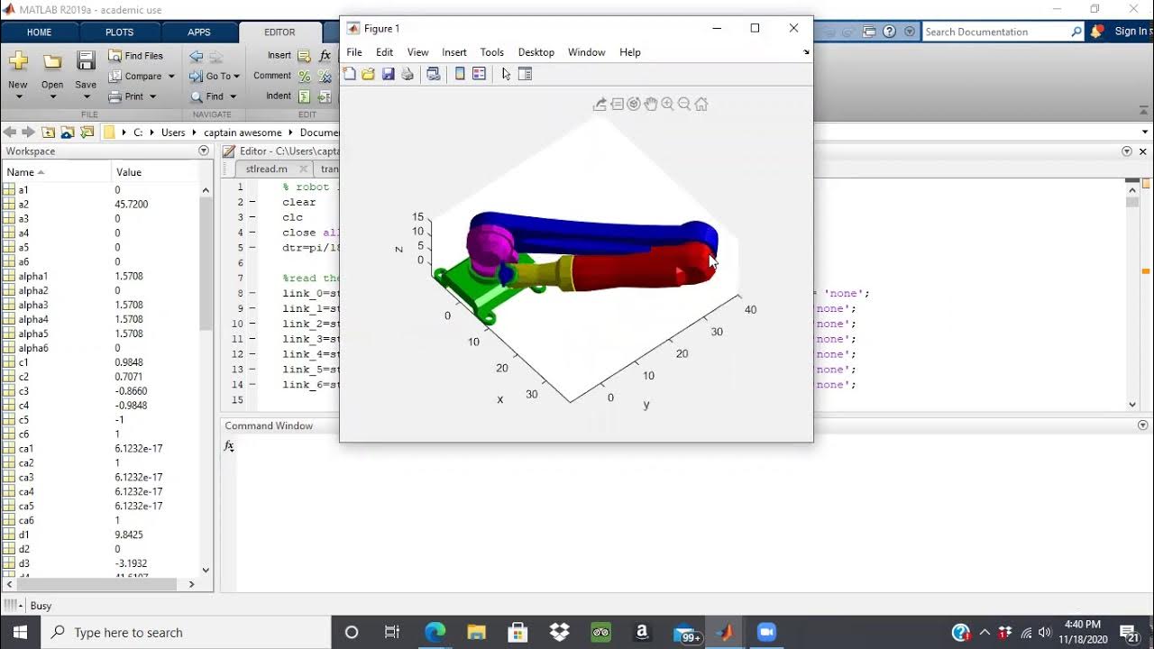 6 dof robot arm simulation in Matlab - YouTube