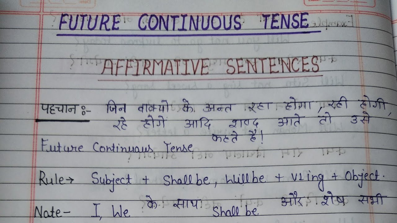 Future Continuous Tense Affirmative Sentence With Example।। - YouTube