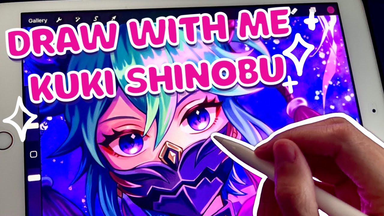 [Draw With Me! Kuki Shinobu] Sketching & Coloring Process - YouTube