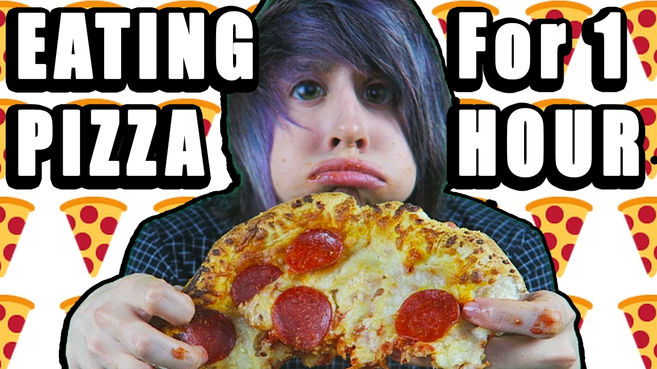 EATING A PEPPERONI PIZZA FOR 1 HOUR LONG | SATIFYING - YouTube