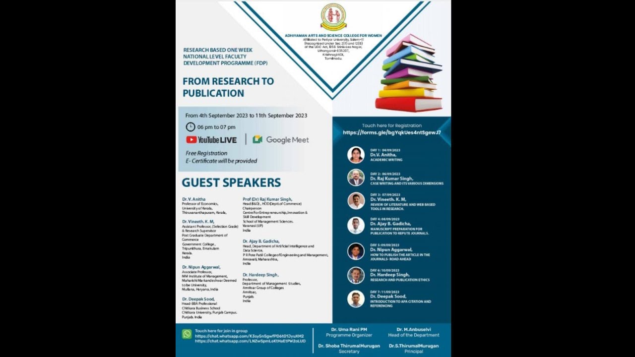 NATIONAL LEVEL FACULTY DEVELOPMENT PROGRAMME - FROM RESEARCH TO ...