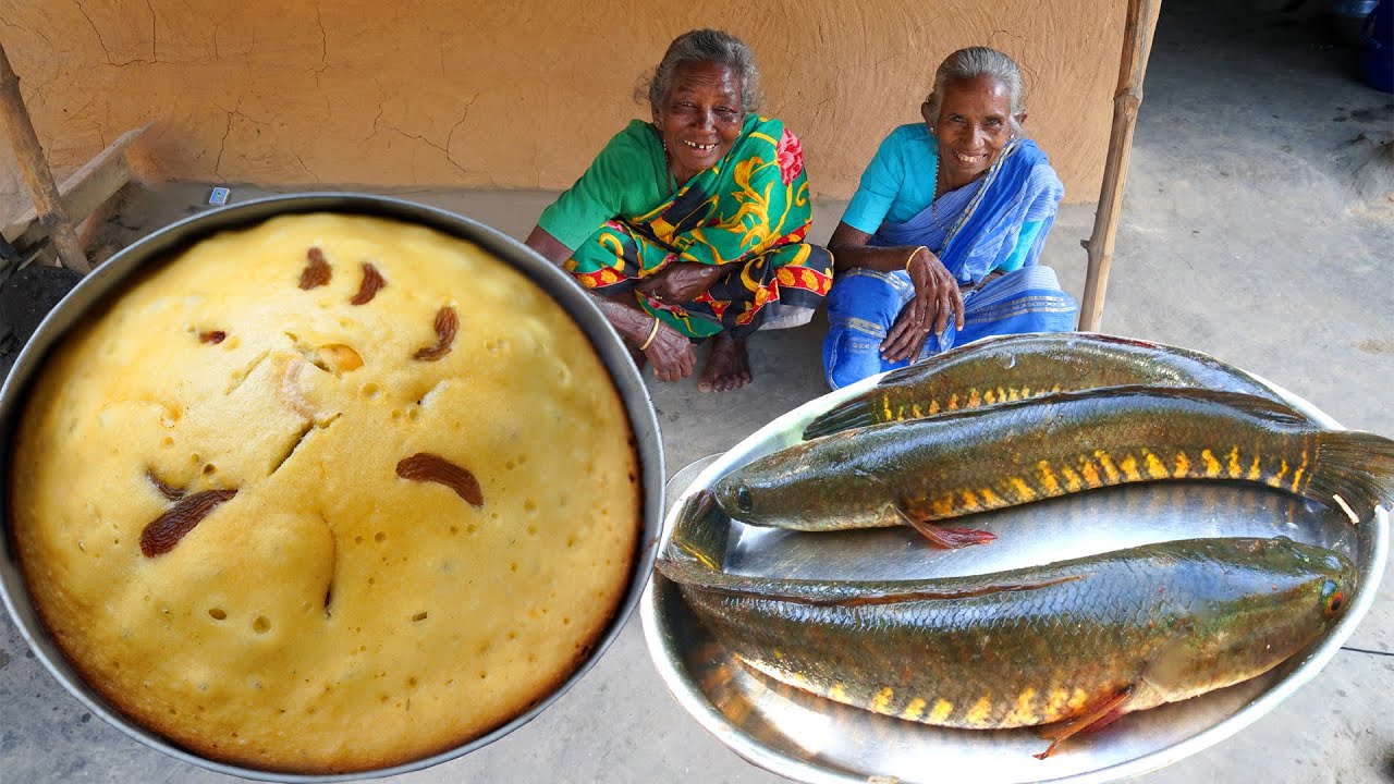 Big size shol fish curry with cake recipe cooking by tribe village ...
