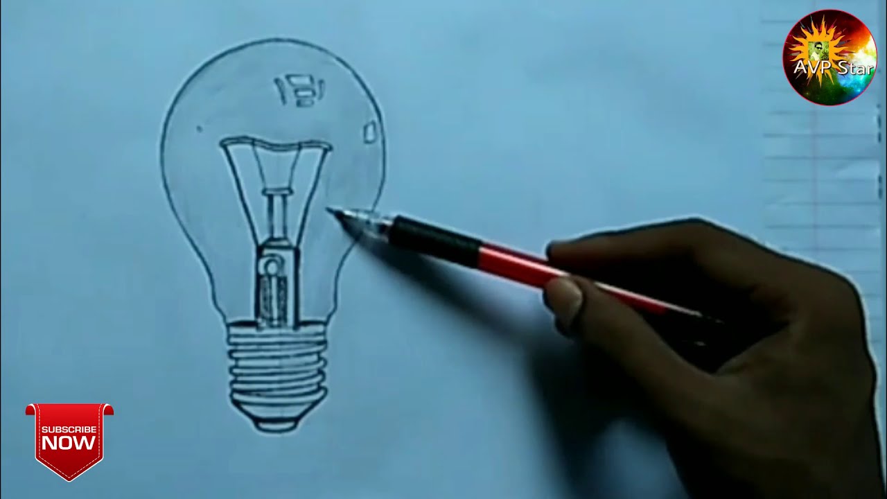 Bulb Sketch drawing || 3D Bulb || How to draw a Bulb - YouTube