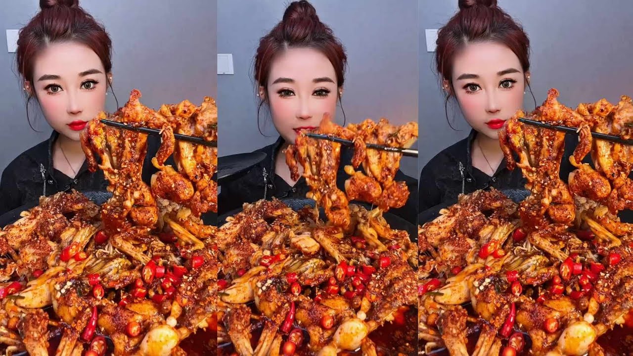ASMR MUKBANG | ASMR Eating Spicy Frog Meat With Chilli Sauce Mukbang ...