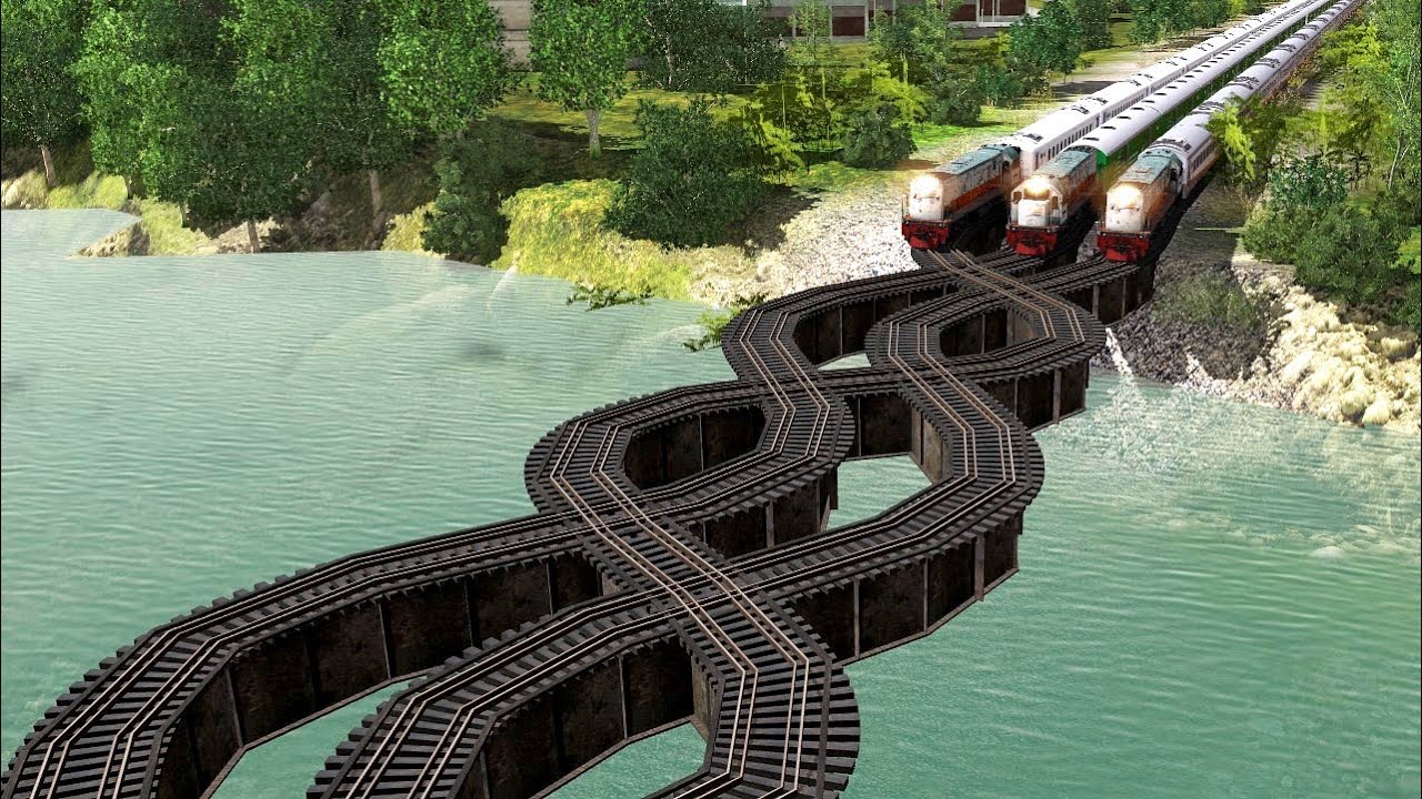 Kereta Api Berjalan Lewat Rel Aneh Berantakan | A Train Runs Through ...