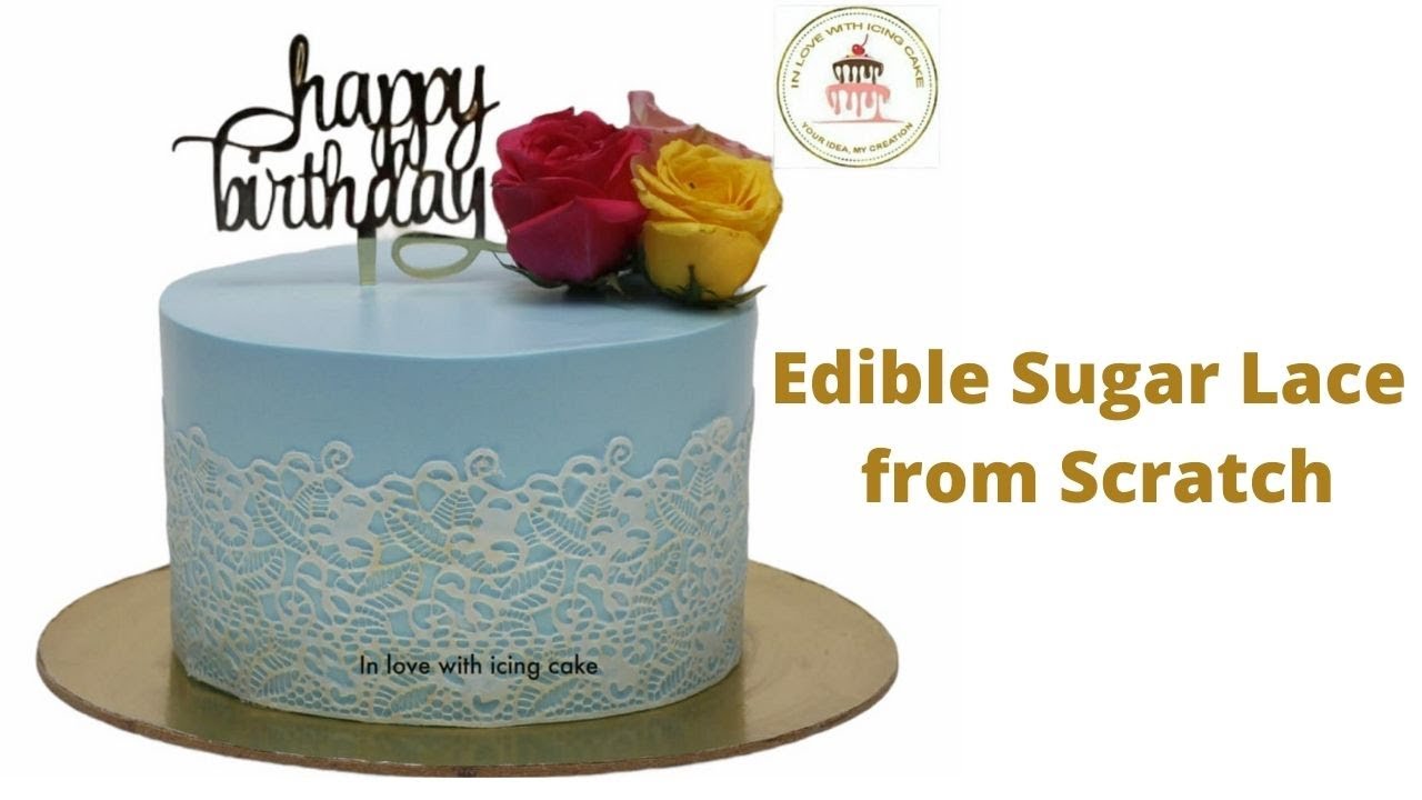 Edible Sugar Lace| How to Use Edible Lace On Whipped Cream Cake| - YouTube