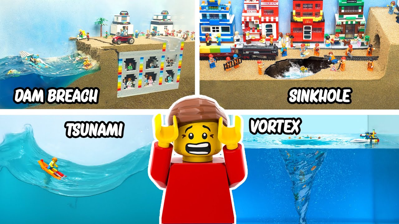 Lego Natural Disaster Simulation - Lego VS Tsunami - Water Vortex - Dam ...