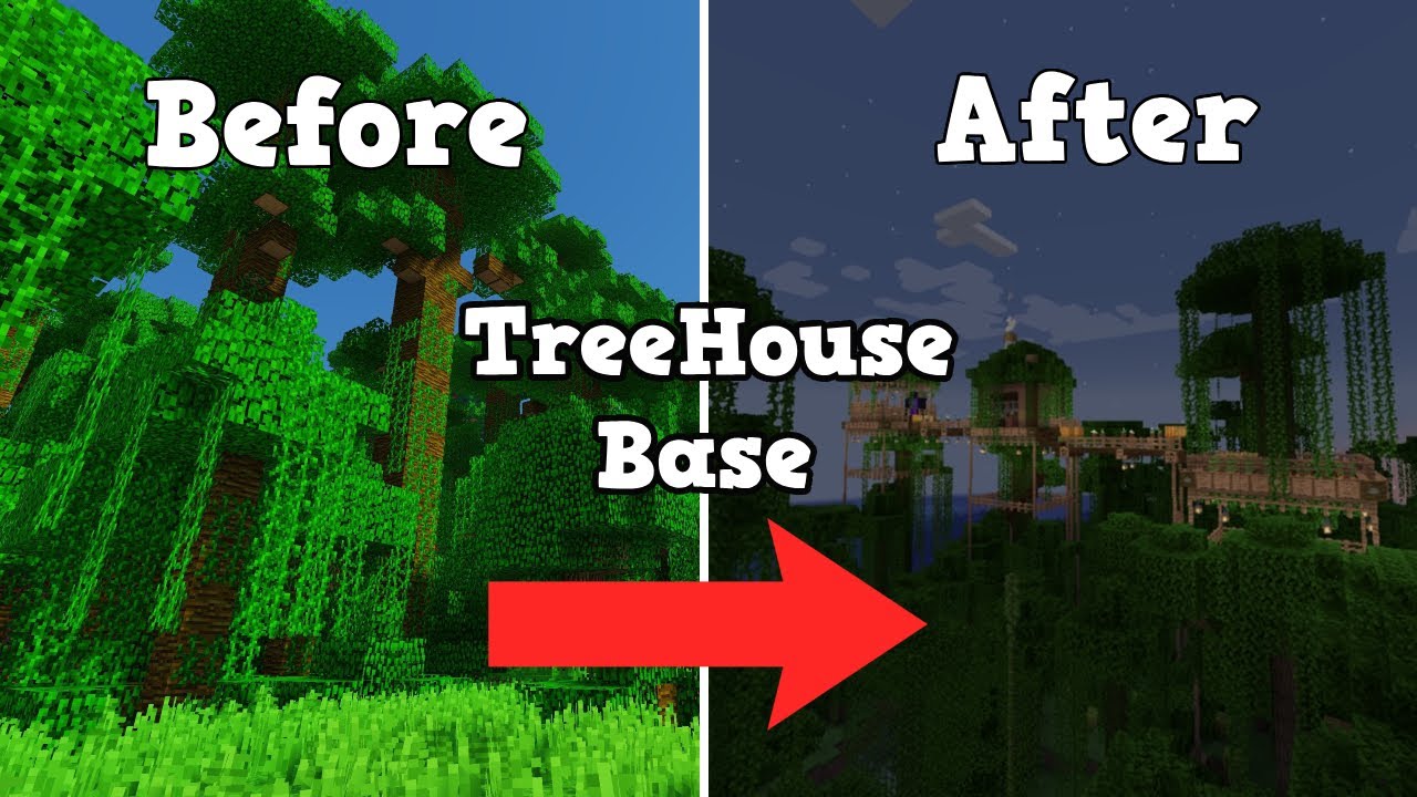 Building A Cozy TREEHOUSE BASE For Hardcore And Survival !! (Simple And ...