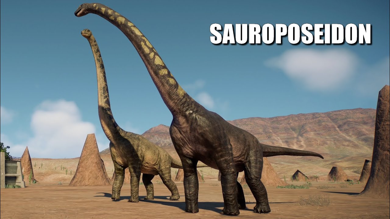 2 T-Rex vs 2 Sauroposeidon - JWE 2 Mods (4K 60FPS) - YouTube
