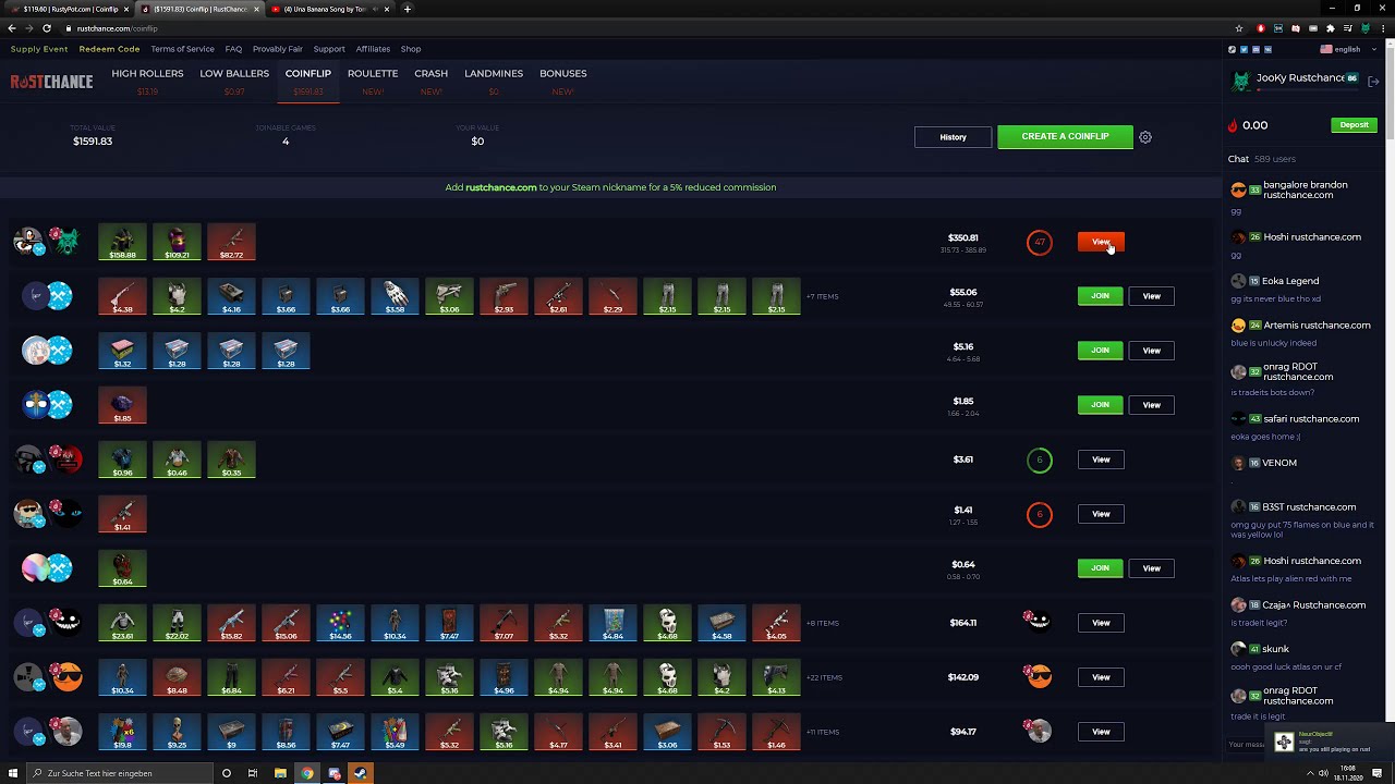 Rustchance Coinflip for 700$ - YouTube
