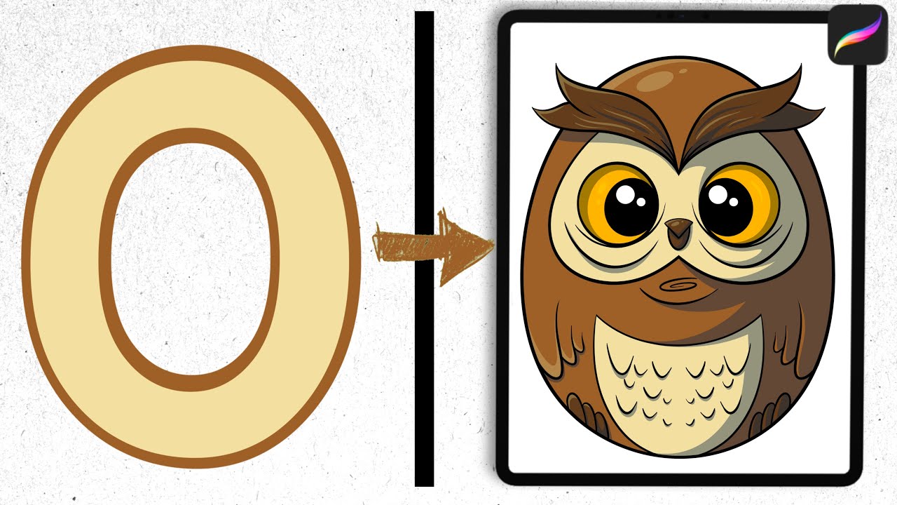 O is for Owl: Let's Draw The Alphabet as Animals Ep 15 // Procreate ...