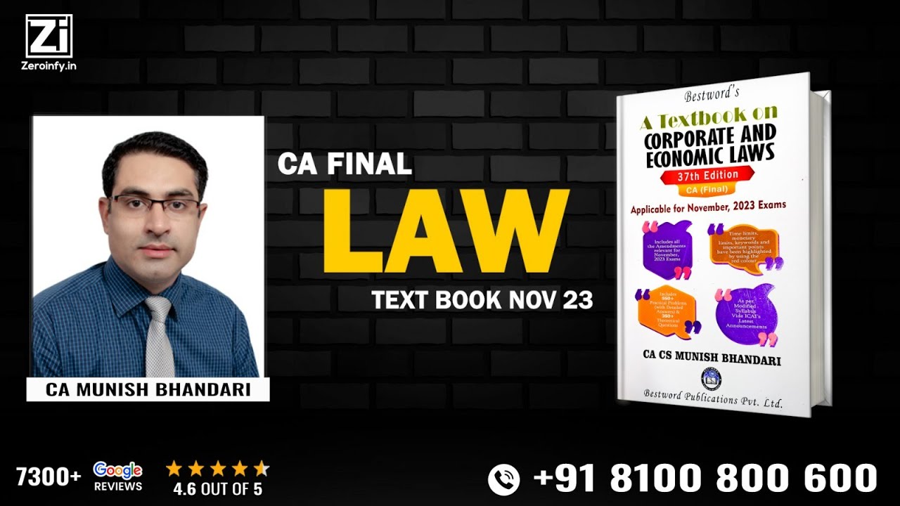 CA Final Corporate and Economic Laws Nov 23 Text Book By CA Munish ...