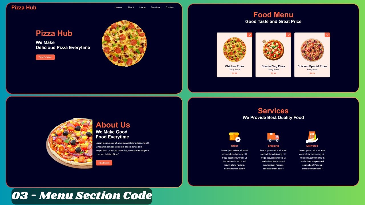 Build a Complete Responsive Food & Restaurant Website using HTML CSS ...
