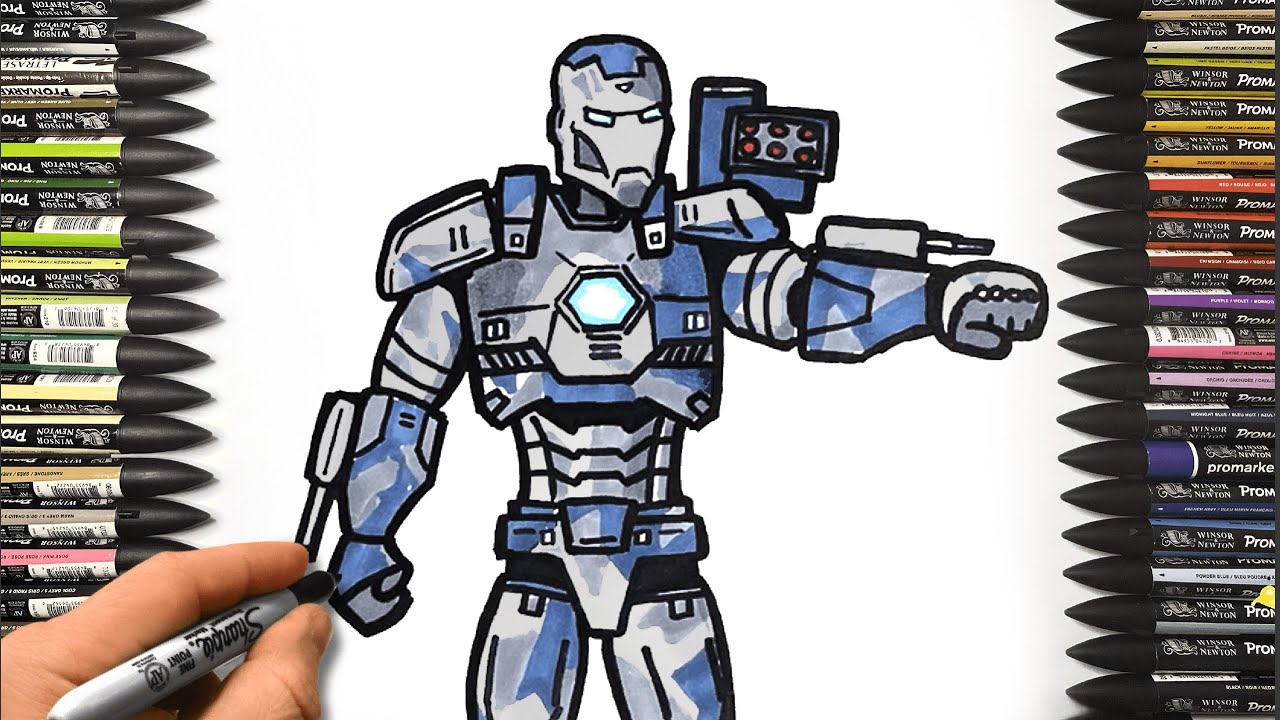 How To Draw War Machine Camo Skin | Marvel & Fortnite | Step by Step ...