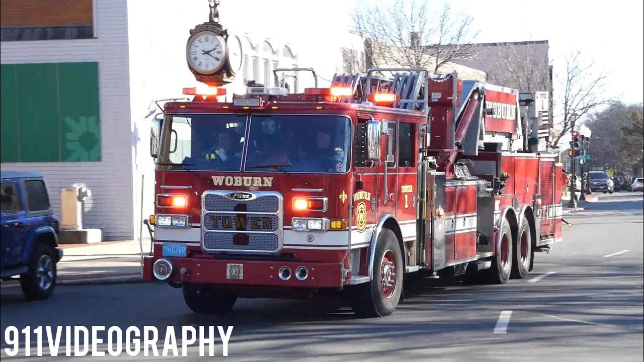 Woburn Fire Department Tower 1 Responding - YouTube