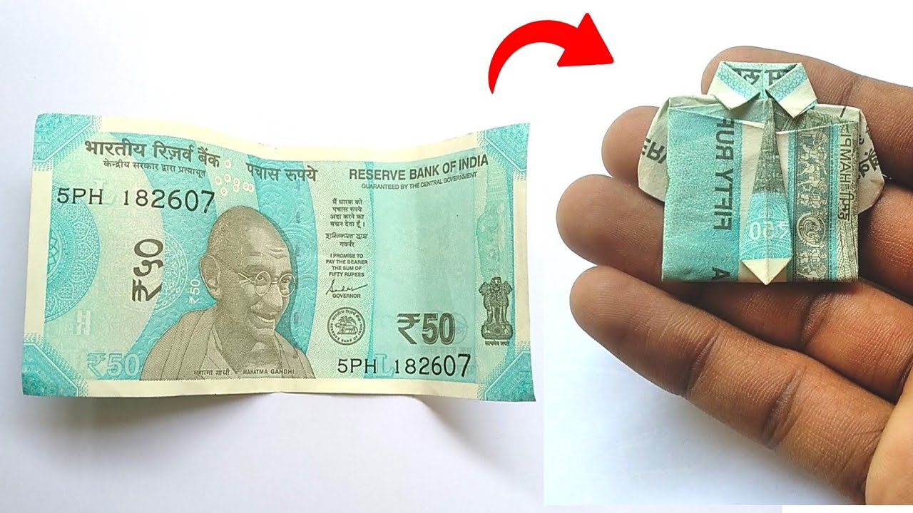 How to make Simple Shirt with New 50 Rupees Note | 50rs Simple Shirt ...