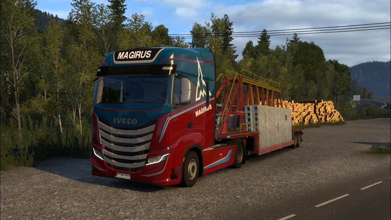 توصيل حمولة البناء بشاحنة افيكو 🚛 محاكي الشاحنات 😱 ETS2 Delivery of ...