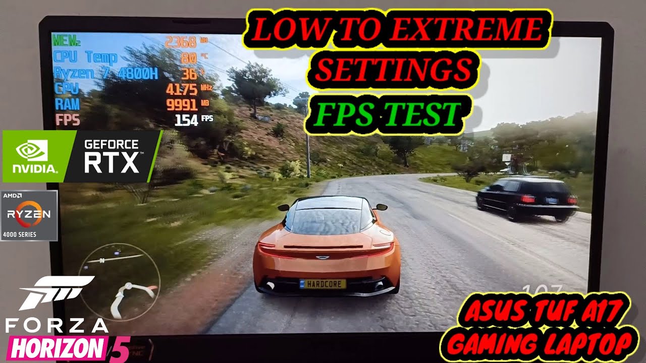 FORZA HORIZON 5 - fps Test In ASUS TUF A17 Gaming Laptop | RYZEN 7 4800 ...