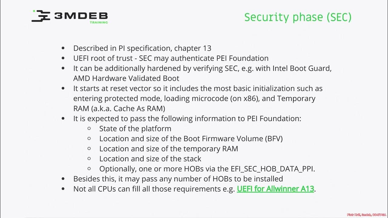 Arch4021: Introductory UEFI 04 01 UEFI Boot Flow SEC - YouTube