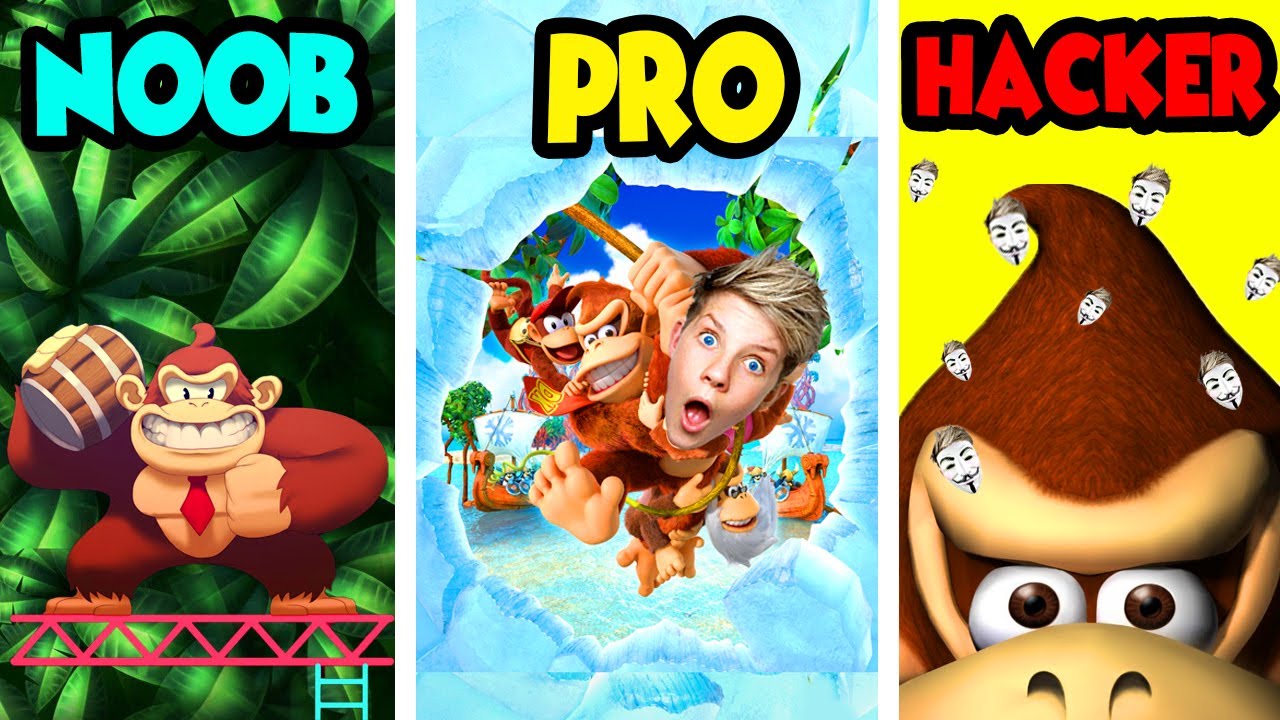 NOOB vs PRO vs HACKER in DONKEY KONG!! Prezley - YouTube
