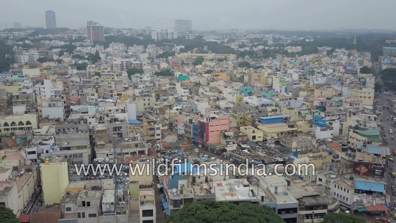 Shivaji Nagar, crowded residential neighbourhood of Bangalore: aerial ...