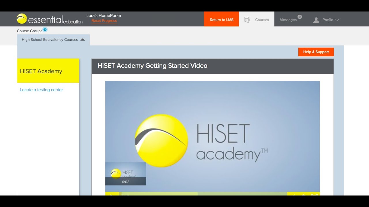 Essential Ed - HiSET Academy - Student's First Log in - YouTube