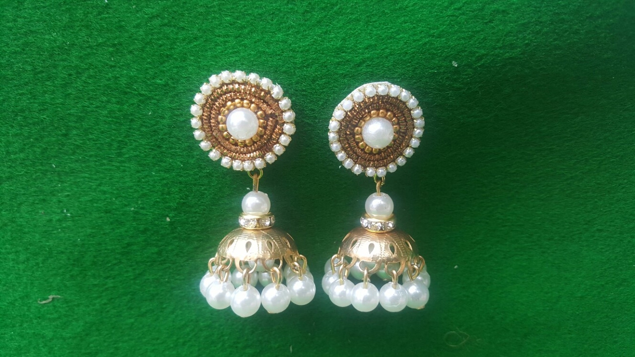 (DIY) How to make Designer Wear Moti Jhumkas.The Stunning handmade's ...