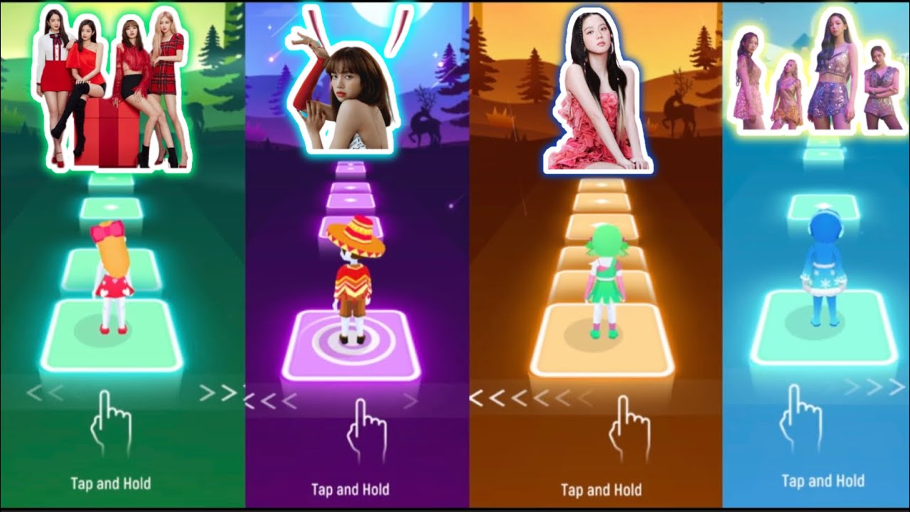 BLACKPINK 🆚LISA MONEY🆚 CAT CUTE JISOO Flower 🆚 BLACK MAMBA -Tiles hop ...