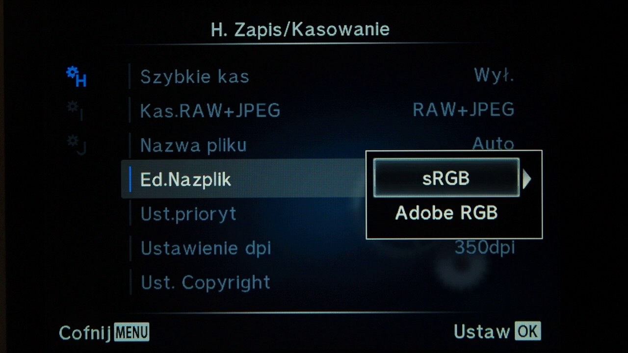 Olympus E-PL8 - menu ustawień własnych H - YouTube