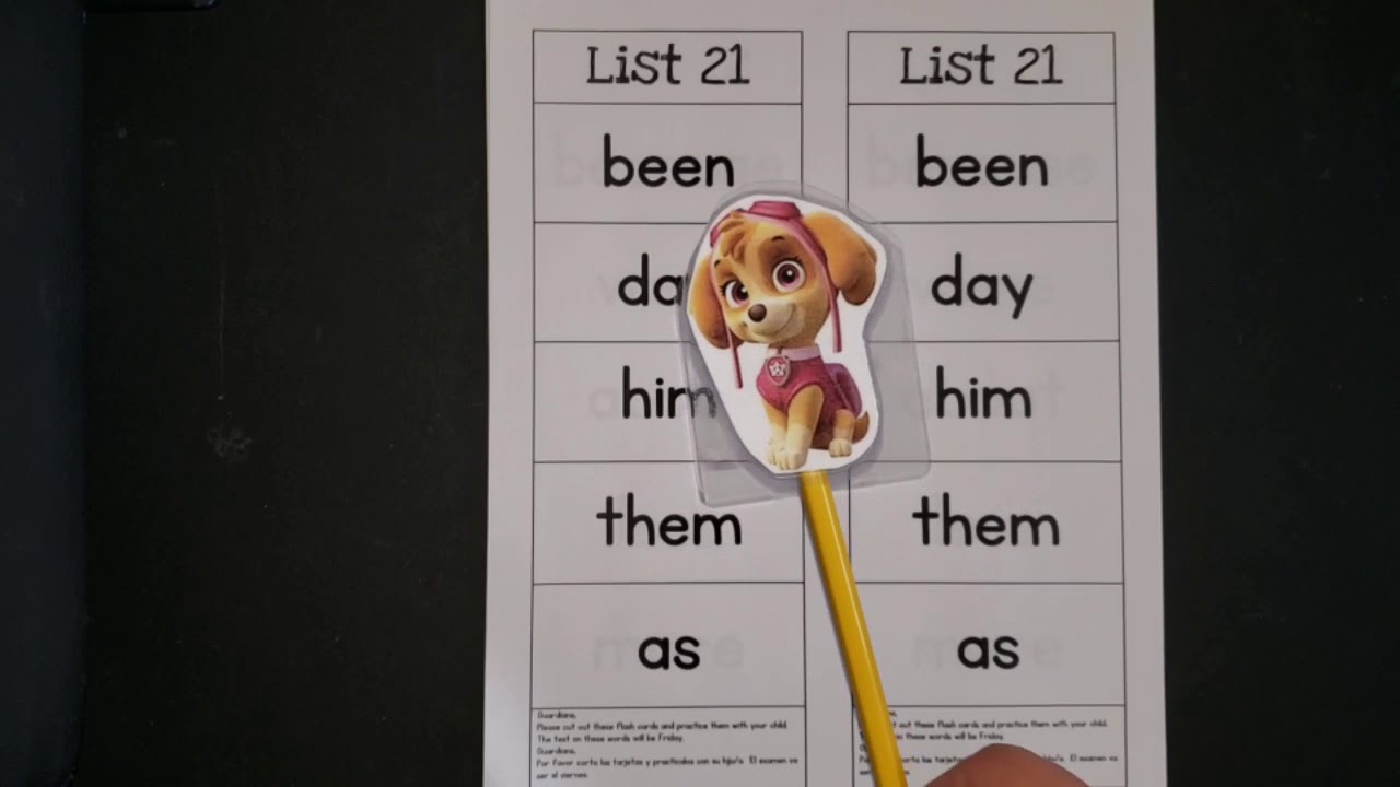 LIST 21 sight words - YouTube