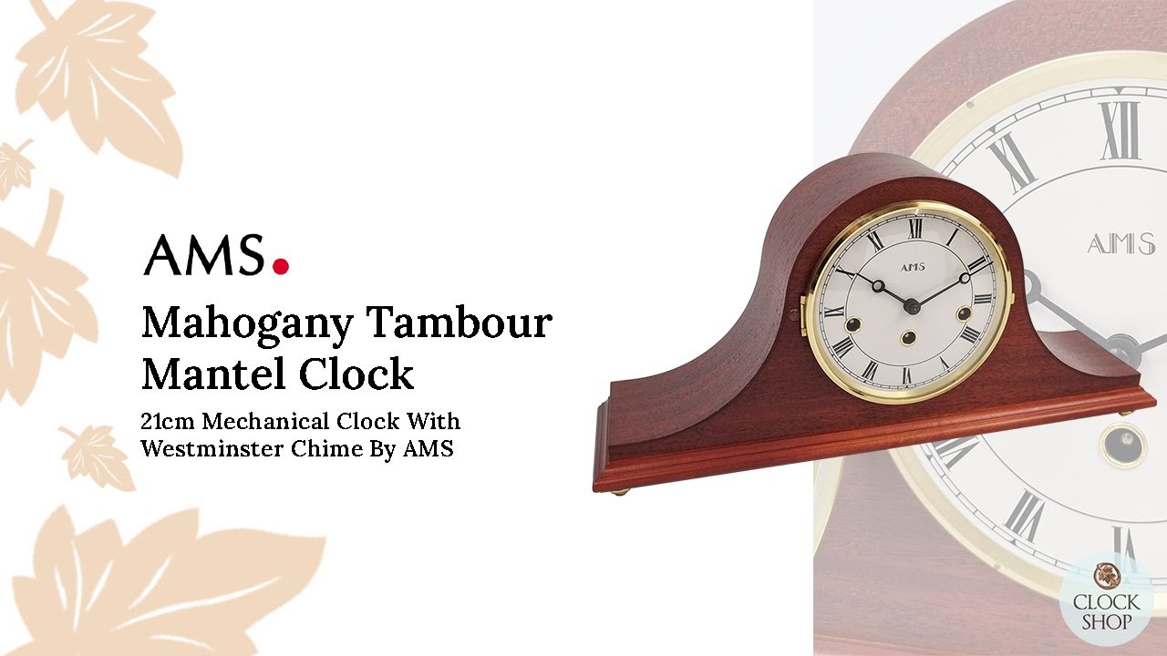 21cm Mahogany Mechanical Tambour Mantel Clock With Westminster Chime By ...