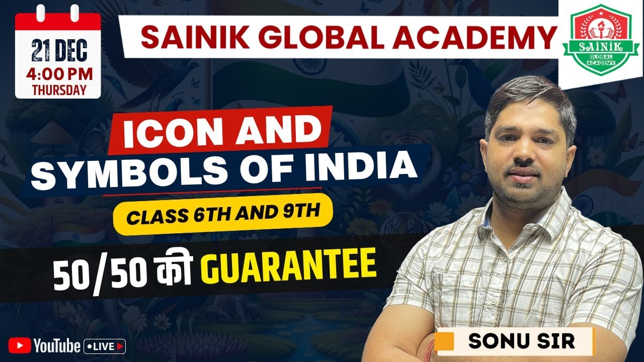 Sainik school class 6th and 9th | Icons and symbols of India | GK class ...