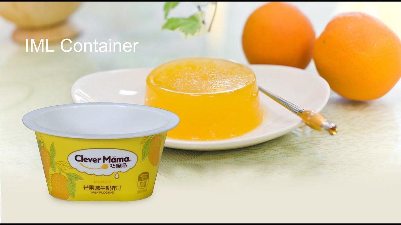 70g pudding cup with iml printing - YouTube