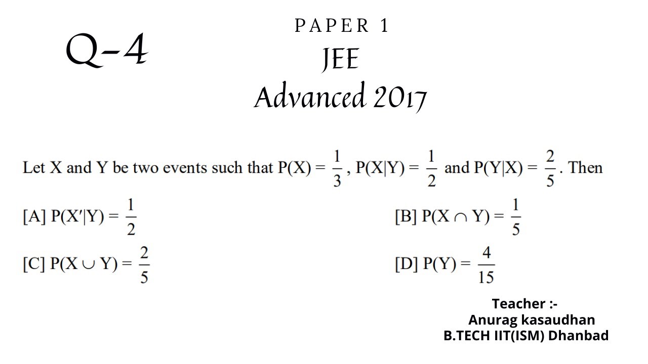 JEE Advanced 2017 Math Paper 1 (Q 4) solution | IIT JEE Maths | # ...