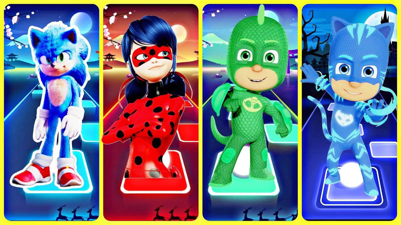 Sonic 🆚 Miraculous Ladybug 🆚 Pj Masks-Gekko🆚 Pj Masks Catboy🎶 Tiles Hop ...