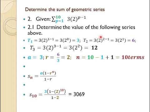 1 17 Via Sigma notation determine sum of Geometric sequence - YouTube