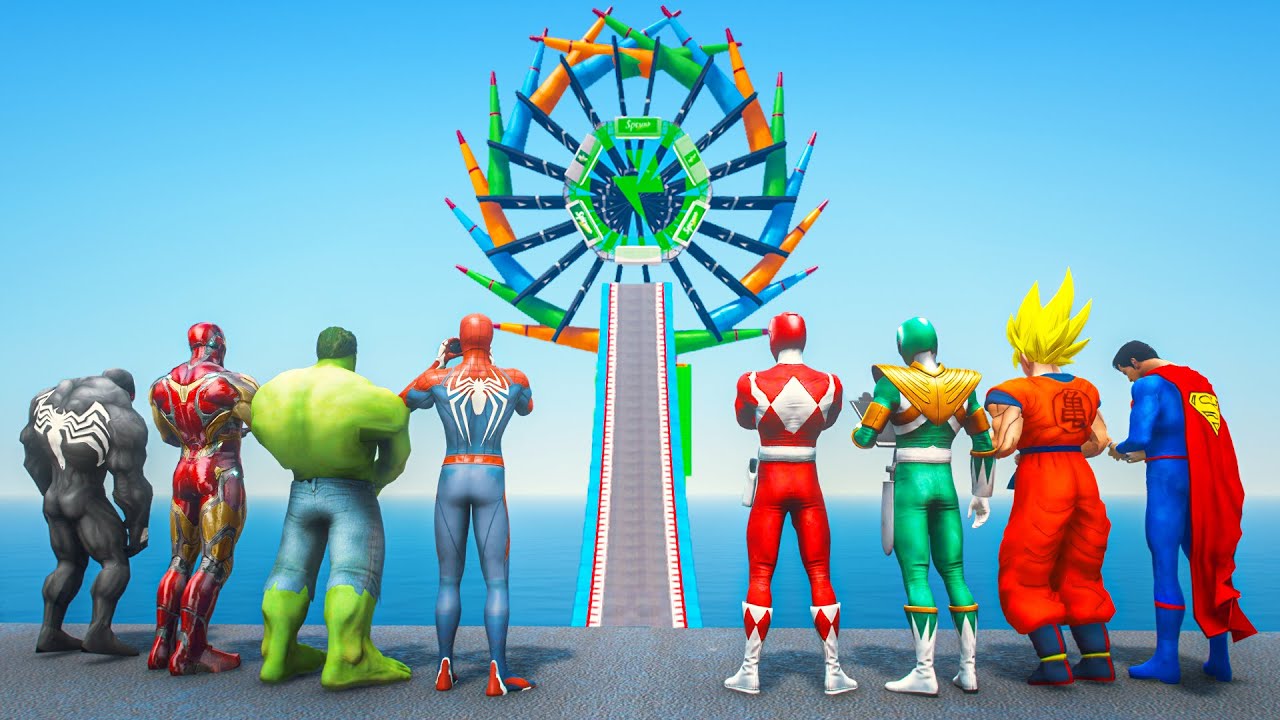 SPIDERMAN, HULK, IRONMAN VS POWER RANGERS | F1 SuperCars Racing ...