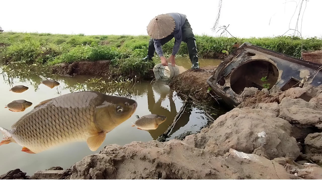 Fish Trapping Skills: The Boy Made a Trap in the Stream and Caught Many ...