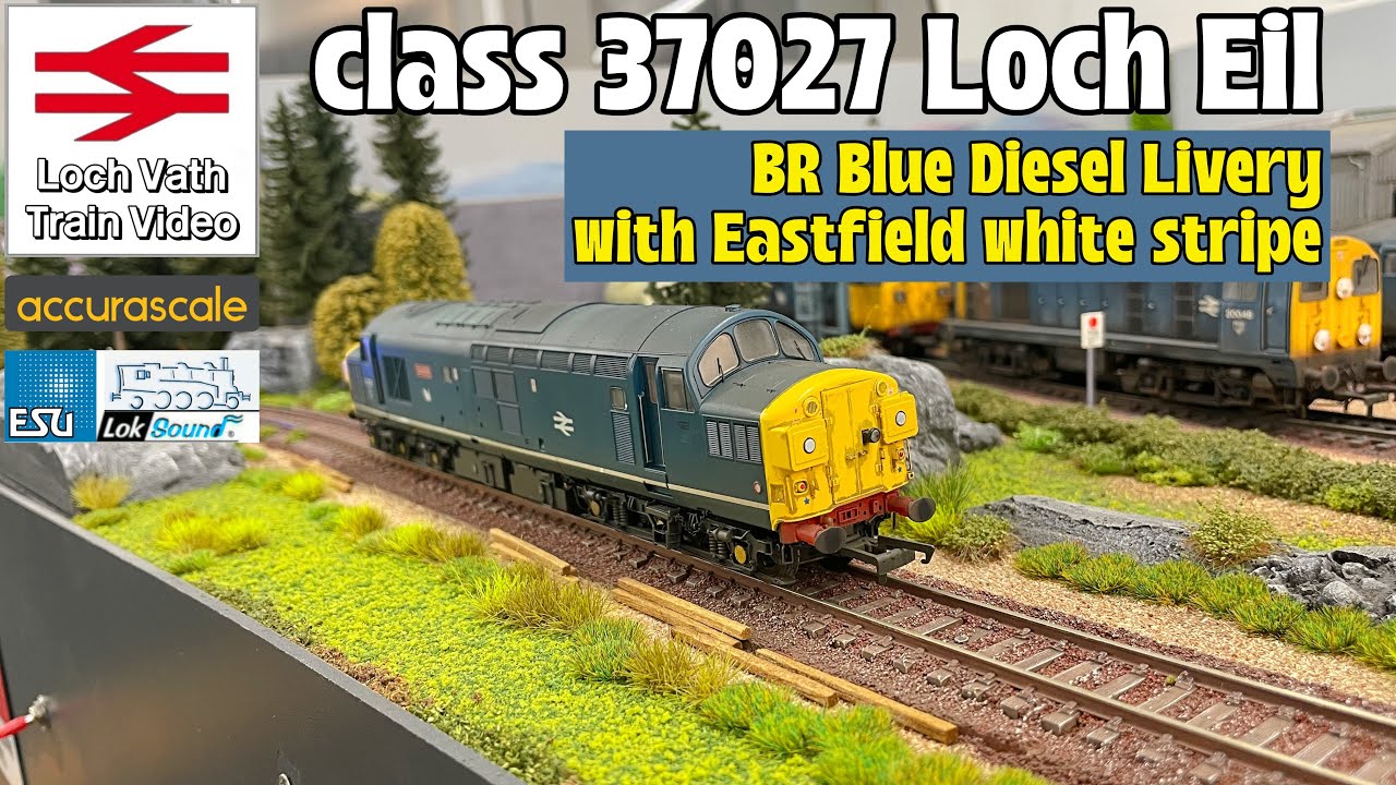 00 gauge layout : Accurascale class 37027 BR blue Diesel with Eastfield ...