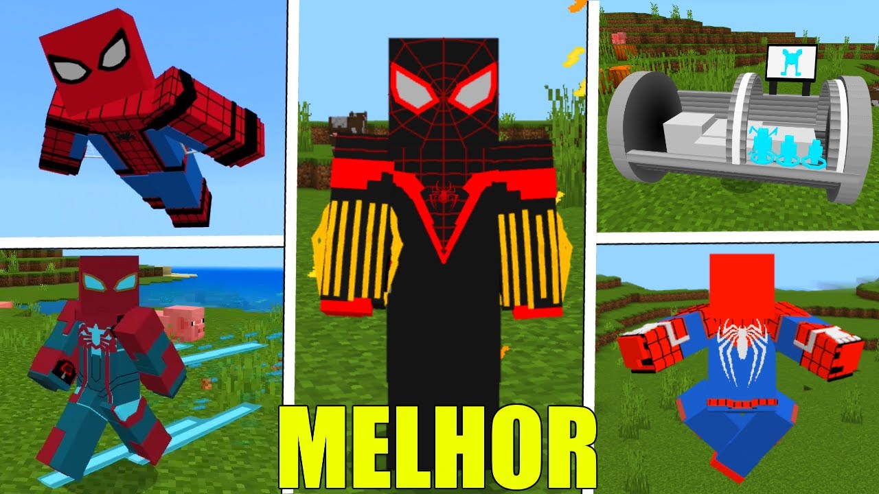 *MELHOR* ADDON DO HOMEM-ARANHA NO MINECRAFT PE!! - YouTube