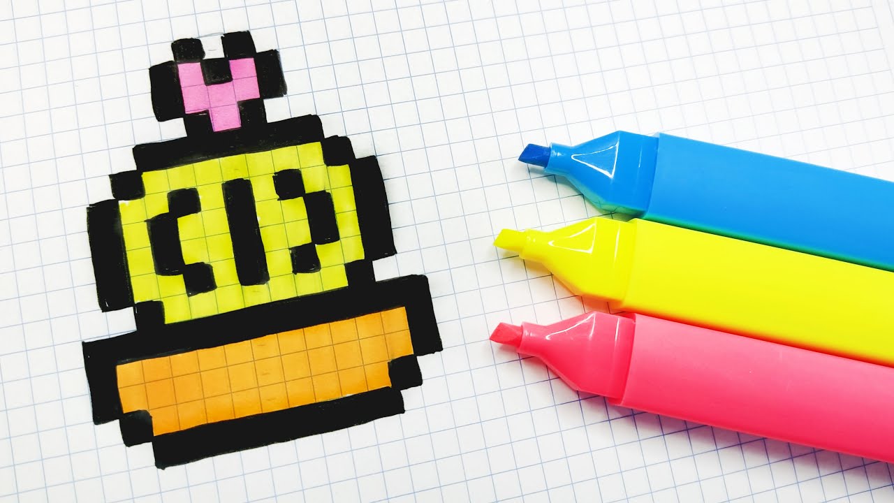 Handmade Pixel Art - How to draw a Cactus #pixelart - YouTube