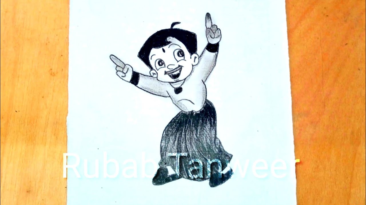 Chhota Bheem cartoon drawing easy step by step by Rubab Tanweer - YouTube