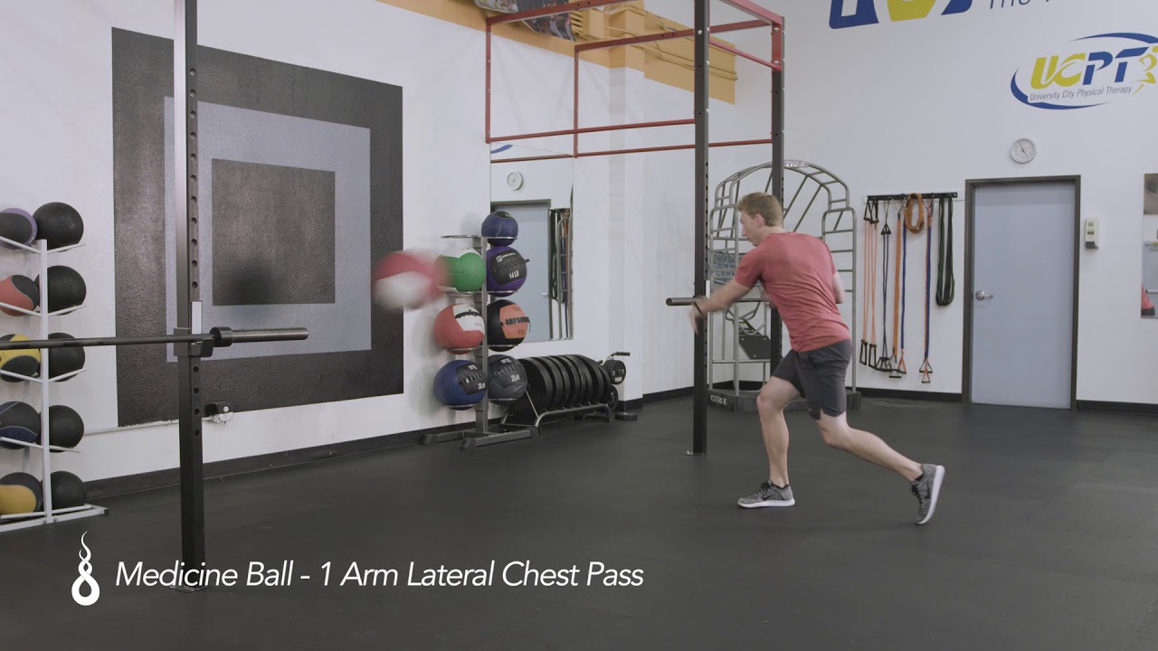 Medicine Ball 1-Arm Lateral Chest Pass - YouTube